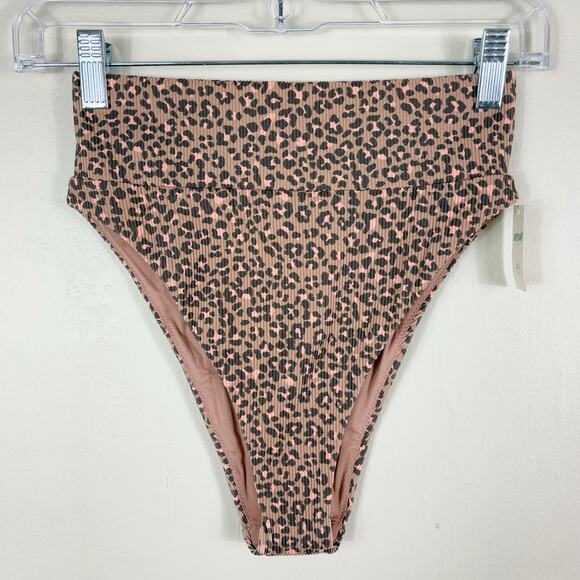 aerie | Swim | Aerie Leopard Animal Print High Waisted High Cut Cheeky ...